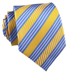 men's modern repp striped blue and yellow jacquard woven silk tie casual necktie