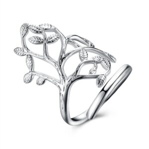 sterling silver plated ring women's tree of life adjustable size b542