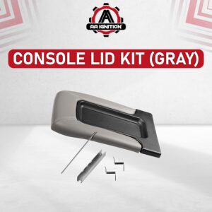 Center Console Lid Replacement Kit Gray - Replaces 924-811, 19127364, 19127365, 19127366 - Compatible with Chevy, GMC and Cadillac Vehicles - Silverado, Avalanche, Tahoe, Sierra - Armrest Hinge Latch