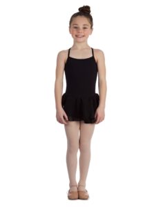 elowel basic skirted camisole girls gymnastics leotards – dance leotard for ballet, cheerleading, exercise, costumes – black leotard for girls - size 2-14 years