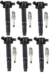 ena set of 6 platinum spark plug and 6 ignition coil pack compatible with ford mercury lincoln mazda fusion zephyr tribute milan 3.0l v6 replacement for uf486 sp433