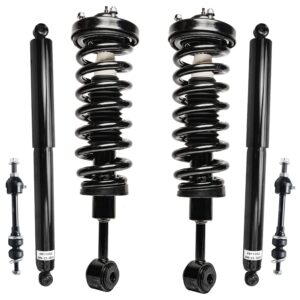 detroit axle - 6pc struts shocks kit for 4wd 05-08 ford f-150, lincoln mark lt 2005 2006 2007 2008 complete 2 struts with coil spring 2 sway bars 2 rear shock absorbers replacement struts assembly