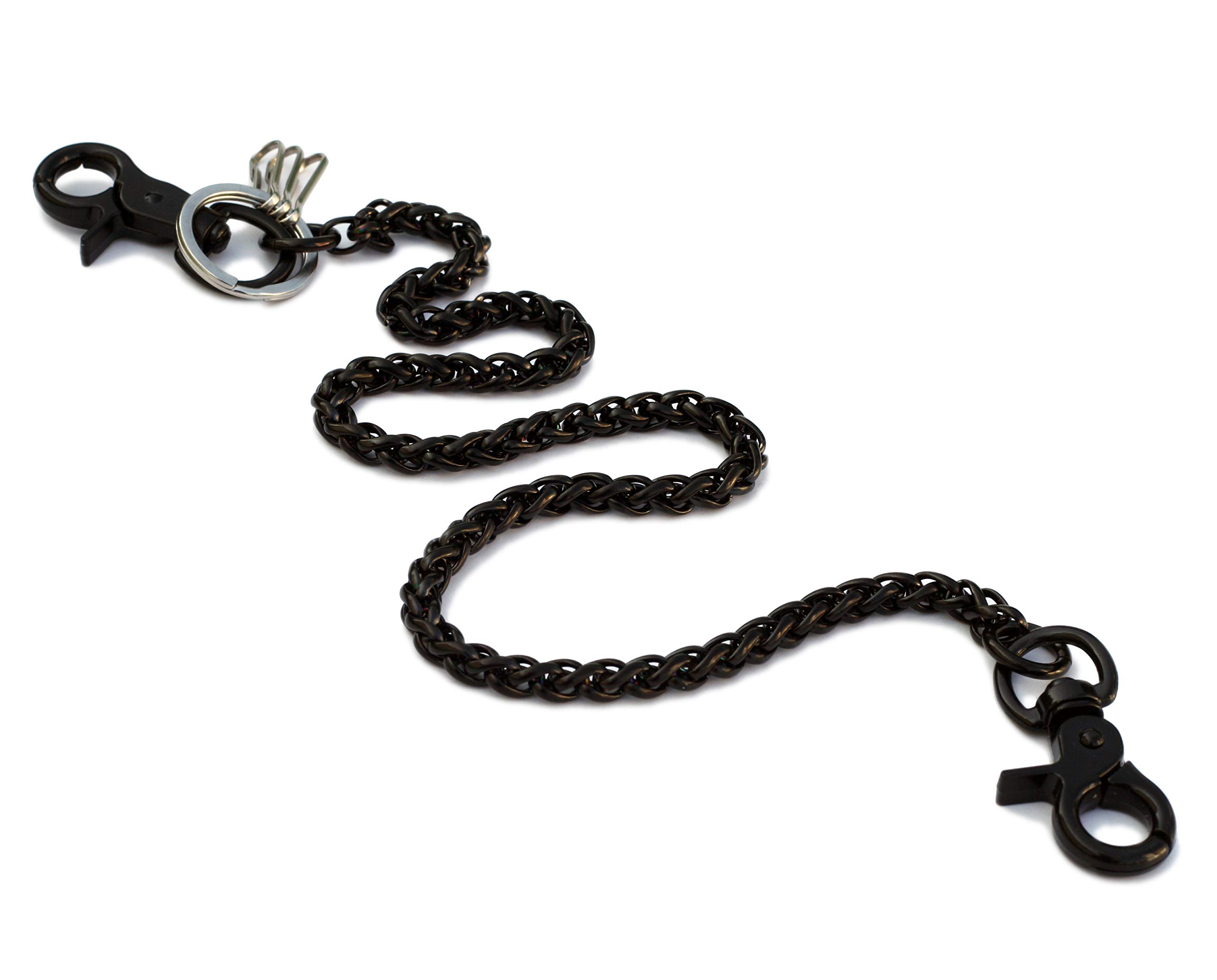 OrangeTag Spiral With 3 Clasp Stainless Steel Wallet Chain (13in ,unisex-adult, Black)