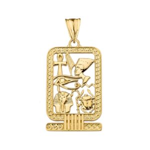 exquisite 10k yellow gold ancient egyptian cartouche pendant