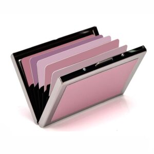 eastnights rfid credit card holder metal credit card case wallet business card holder for women men pink