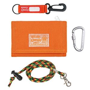 rough enough kids wallet for boys girls teen with neck lanyard keychain canvas bright orange