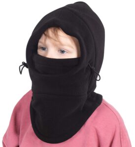 tough headwear kids winter hat with mask - ski mask for kids - ninja kids balaclava & winter face mask for kids w/hood - balaclava black