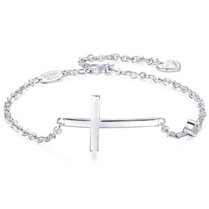 amoraime 925 sterling silver cross bracelet for women faith bracelet religious christian believe faith bracelet for festival, vacation or holiday