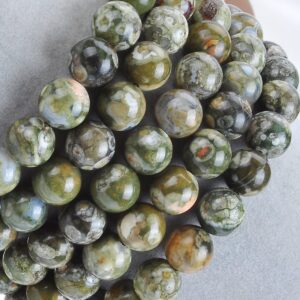 MASSIVE BEADS Adjustable Natural Semi-Precious Gems Beaded Handmade Bracelet (Green Rainforest Jasper, 8mm)