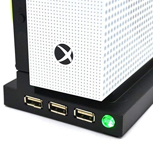 OSTENT USB Dual Cooling Fan Cooler Vertical Stand External USB Port for Xbox One S Console Color Black