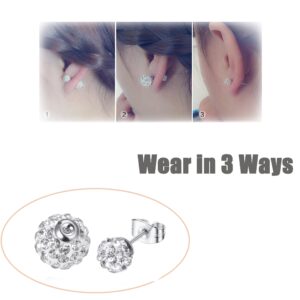 JOERICA 3 Pairs Vintage Hollow Out Womens Double Side Round Ball Stud Earrings Silver-tone