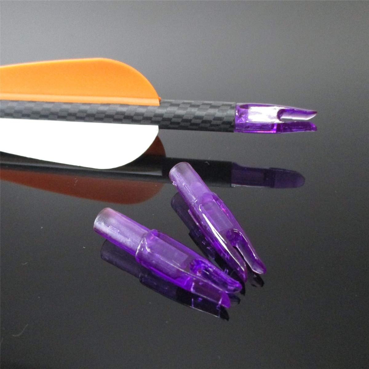 Letszhu Hunting Archery Arrows Nocks 6.20mm/.244” Insert Diameter Tail for Compound Recurve Bow (50 Pack) (Transparent Purple)