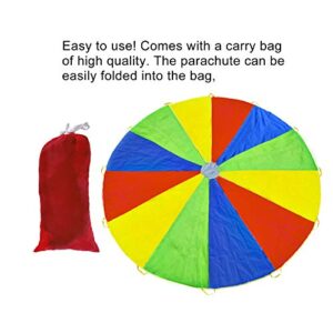 Rettebovon Parachute for Kids with 12 Handles Multi-Purpose Waterproof 12ft Play Parachute Toy Games for Team Games,You Can Also Use it for Picnic Mat and Furniture Cover (12ft)