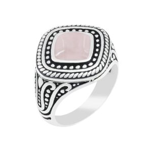 1.90cts natural rose quartz 925 silver plated solitaire ring size 9 for women, pink stone january birthstone ring jewelry