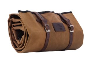 1844 helko werk handmade waxed canvas cowboy bedroll - camping bed roll with leather straps and zipper - waterproof waxed canvas portable bed outdoor camping (bedroll field tan) #f8761ft