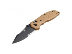 heckler & koch hunting knife fold blade hk exemplar 3.25" pivot lock, brown, 54153