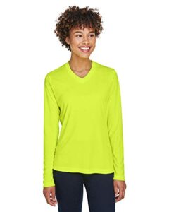 team 365 ladies' zone performance long-sleeve t-shirt s safety yellow