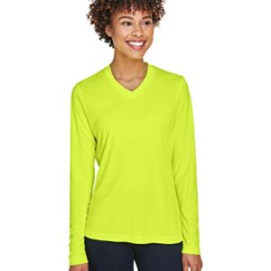 Team 365 Ladies' Zone Performance Long-Sleeve T-Shirt S SAFETY YELLOW