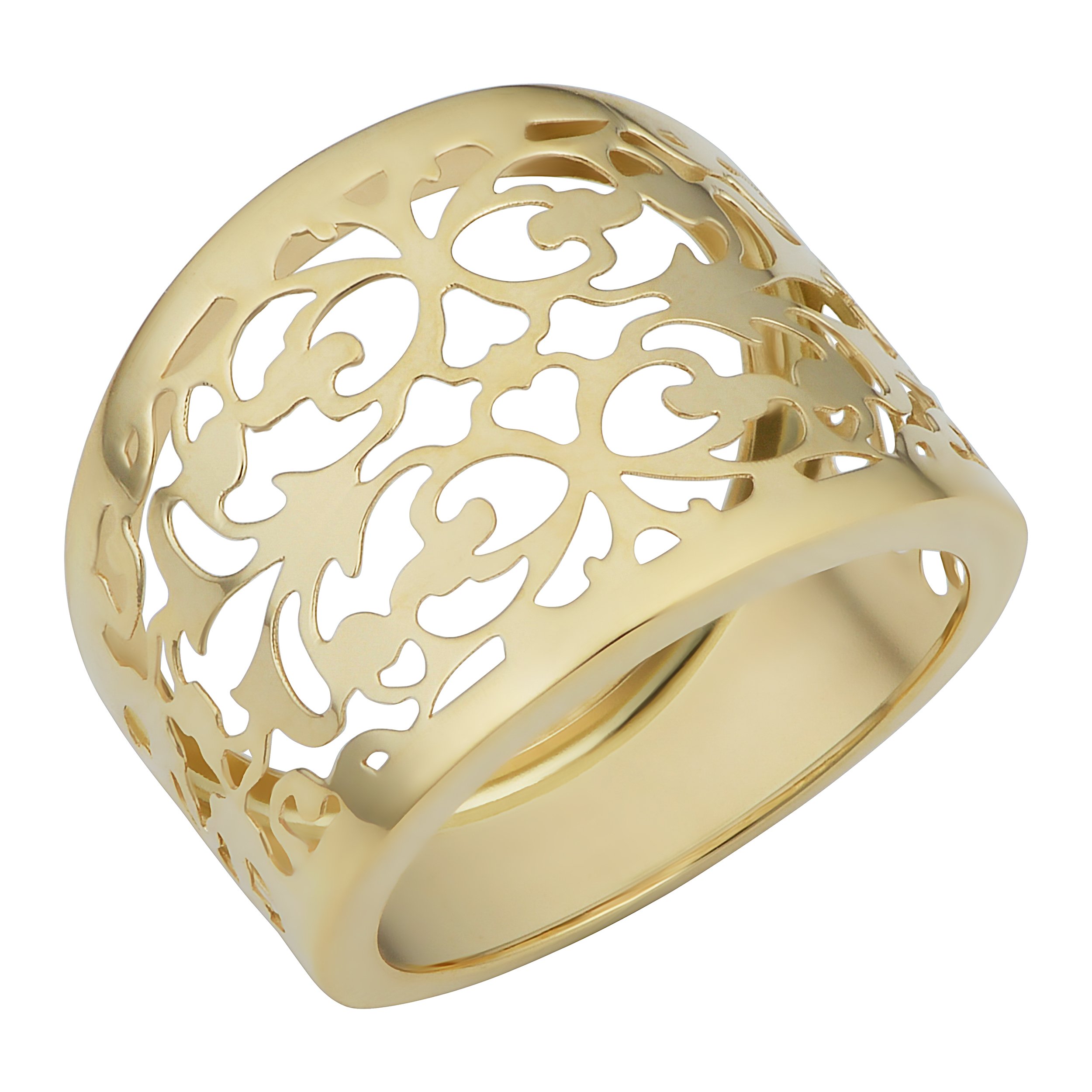 Kooljewelry 14k Yellow Gold Filgree Cigar Band Ring (size 7)