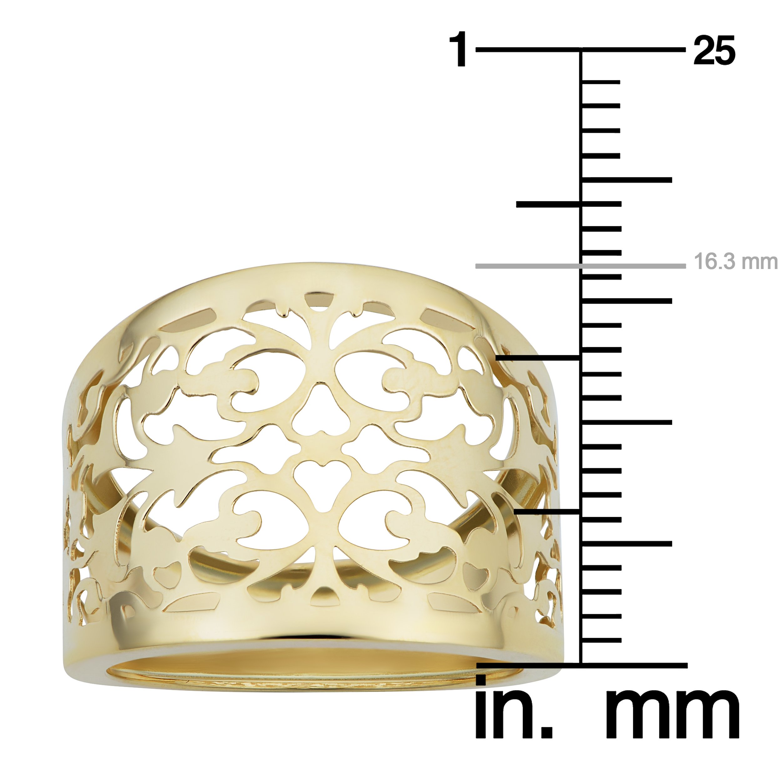 Kooljewelry 14k Yellow Gold Filgree Cigar Band Ring (size 7)