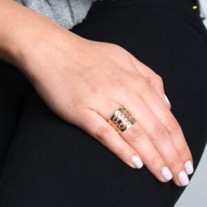 Kooljewelry 14k Yellow Gold Filgree Cigar Band Ring (size 7)