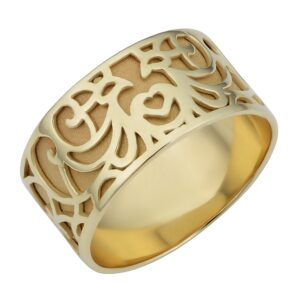 kooljewelry 14k yellow gold filgree band ring (size 9)