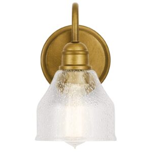 Kichler Avery 14.75" Vanity Bath Light In Brushed Nickel, Vintage 2-Light Bathroom Wall Mount Fixture with Clear Seeded Glass, (14.75" W x 9.25" H), 45972NI