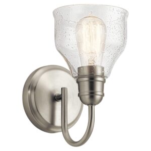 Kichler Avery 14.75" Vanity Bath Light In Brushed Nickel, Vintage 2-Light Bathroom Wall Mount Fixture with Clear Seeded Glass, (14.75" W x 9.25" H), 45972NI