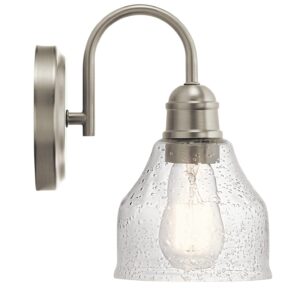 Kichler Avery 14.75" Vanity Bath Light In Brushed Nickel, Vintage 2-Light Bathroom Wall Mount Fixture with Clear Seeded Glass, (14.75" W x 9.25" H), 45972NI