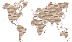 wallpops wpk2817 brick world map art kit wall decal, red