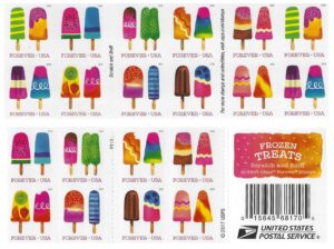 usps the frozen treats postage stamps (book of 20)