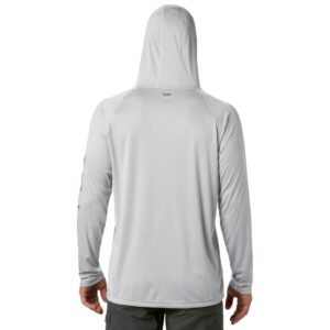 Columbia Men's Terminal Tackle Hoodie, Cool Grey/Vivid Blue Logo, Large