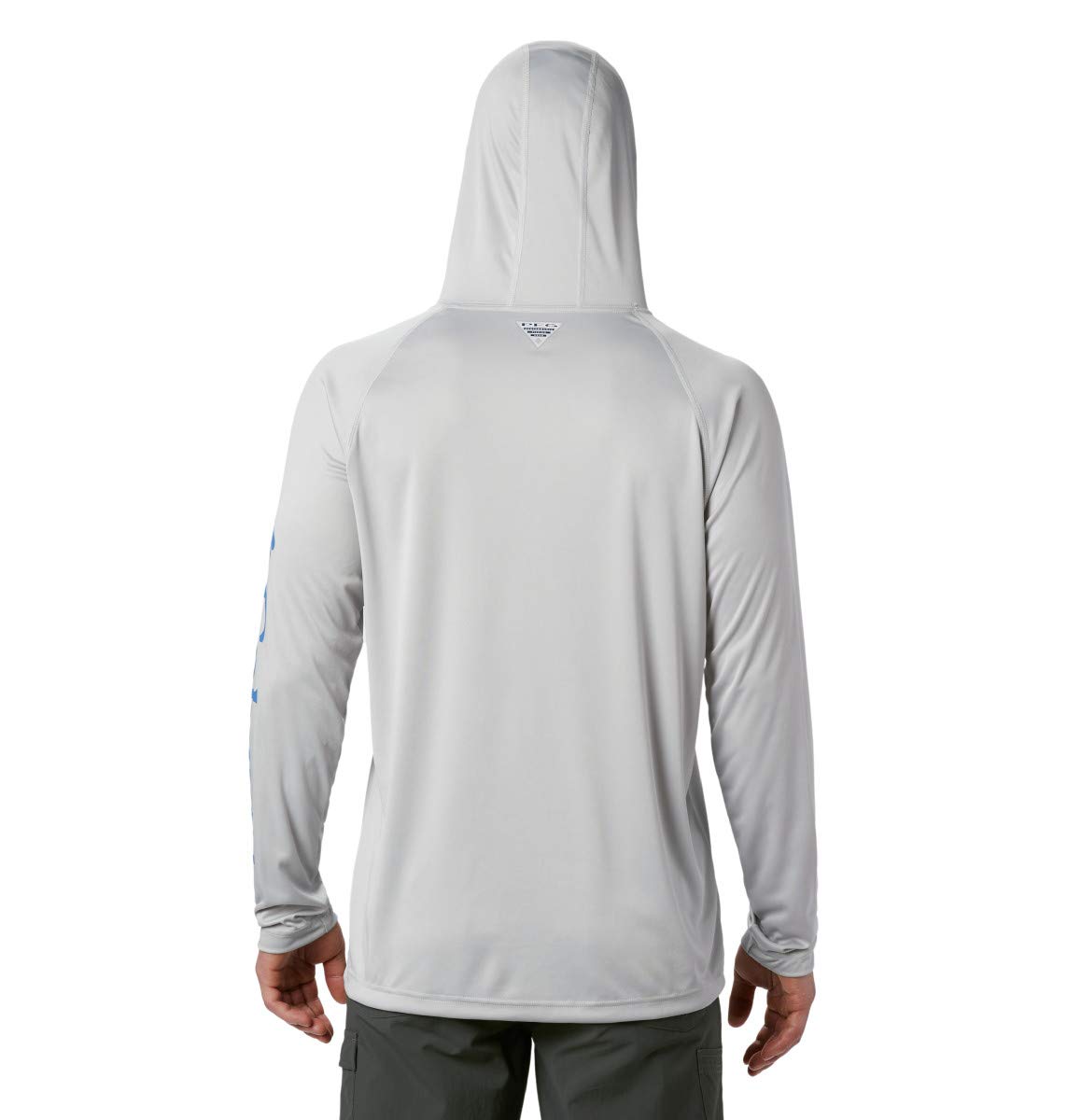 Columbia Men's Terminal Tackle Hoodie, Cool Grey/Vivid Blue Logo, Large