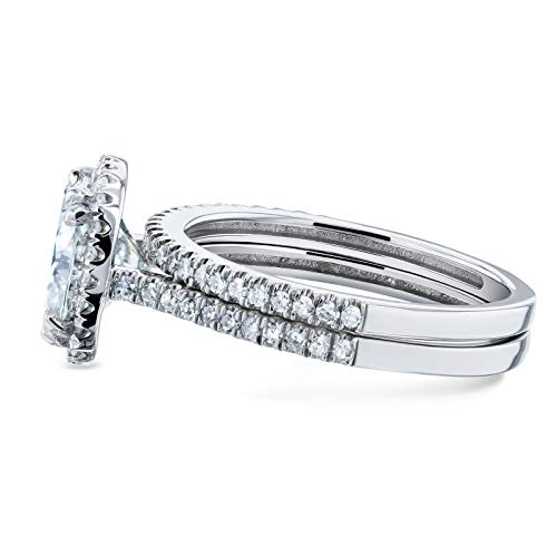 Kobelli Cushion Brilliant Moissanite Halo Bridal Wedding Rings Set 2 3/8 CTW 14k White Gold, 8