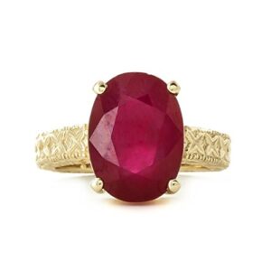 galaxy gold gg 14k solid gold filigree ring oval shape ruby 5277 (yellow-gold, 5.5)