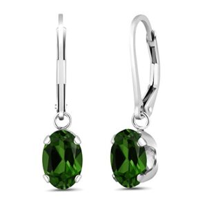 gem stone king 925 sterling silver 8x6mm oval genuine gemstone birthstone leverback earrings | drop dangle earrings for women