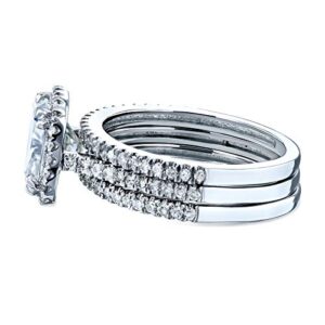 Kobelli Cushion Brilliant Moissanite Halo Bridal Wedding Rings Set 2 1/2 CTW 14k White Gold, 4