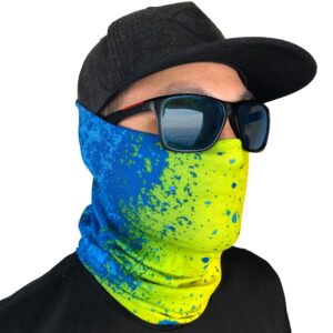 fishing mask - camo neck gaiter face mask for men & women - sun protection face cover - bandana, scarf (mahi mahi)