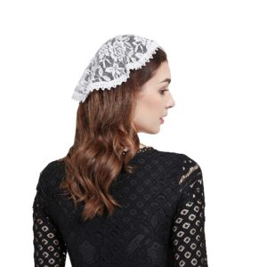 fanfan headcovering lace church veil headpiece vintage-inspired chapel cap veil y034 white