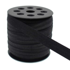 JESEP 40 Yards 5/8'' 1.5CM Fold Over Elastic (FOE)-Environmental Band #22 (Black)