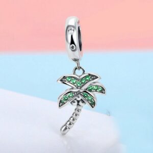 Palm Tree Dangle Charm 925 Sterling Silver Summer Vacation Charm Beads for Bracelet & Necklace