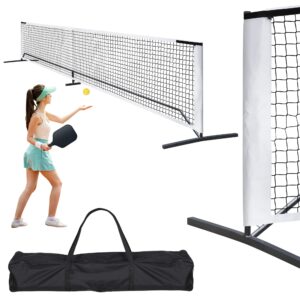 f2c portable 22ft pickleball net set for driveway, regulation size pickleball net,portable pickle ball game net system with metal frame & carrying bag, outdoor indoor home backyard street