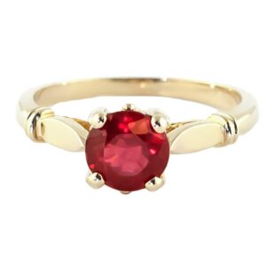 Galaxy Gold GG 14k Solid Yellow Gold Solitaire 2 ct Ruby Ring - Size 8