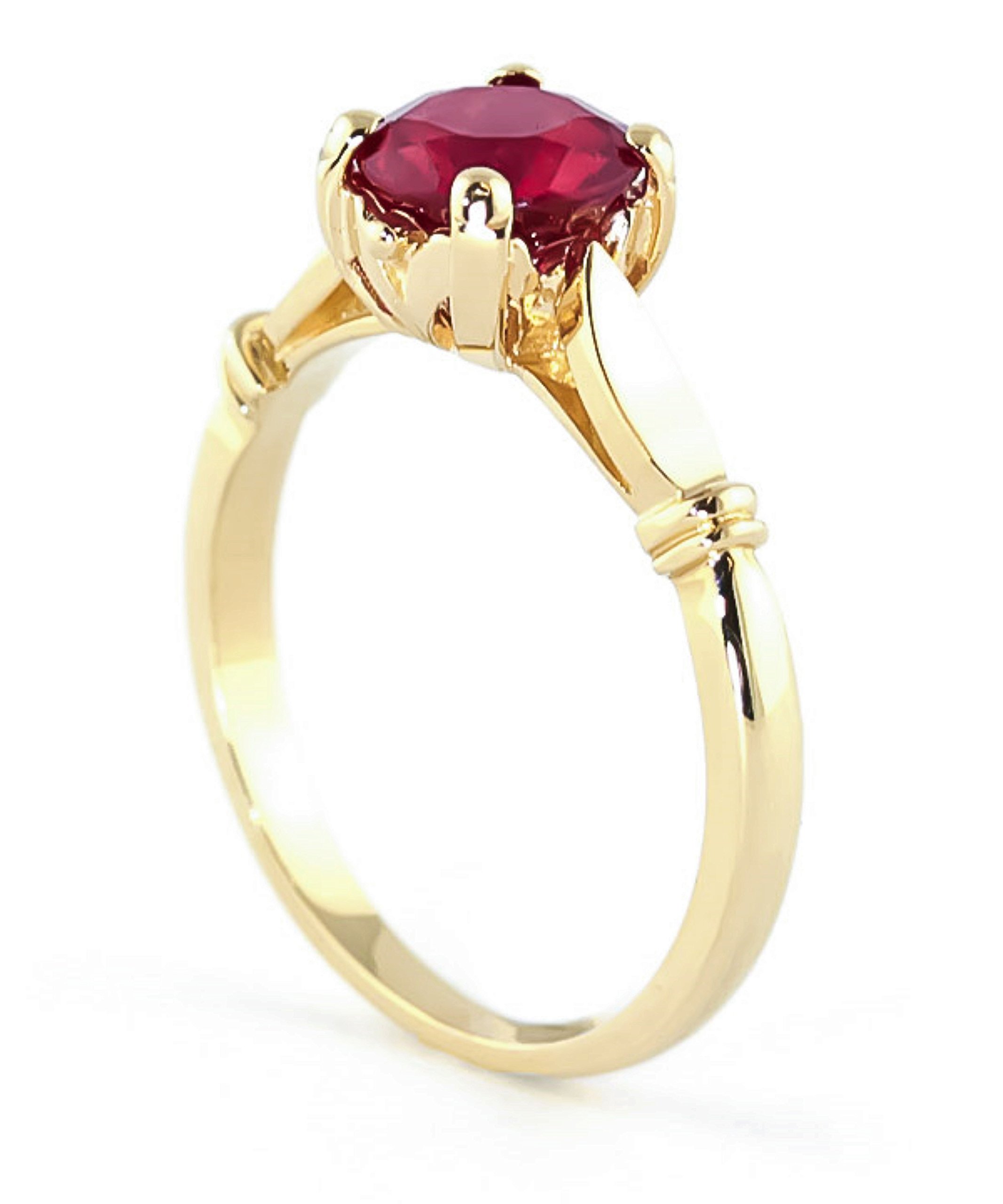 Galaxy Gold GG 14k Solid Yellow Gold Solitaire 2 ct Ruby Ring - Size 8