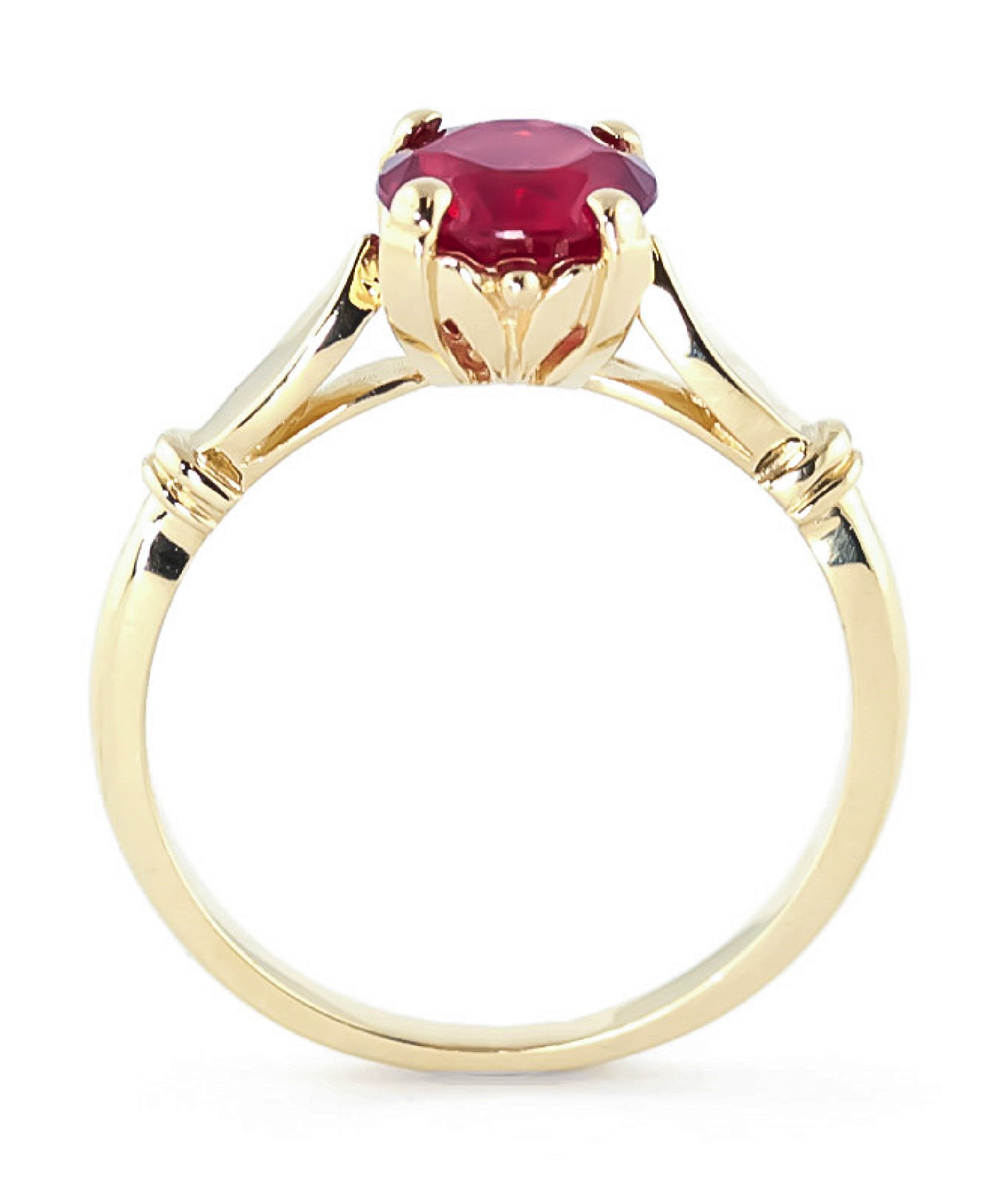 Galaxy Gold GG 14k Solid Yellow Gold Solitaire 2 ct Ruby Ring - Size 8