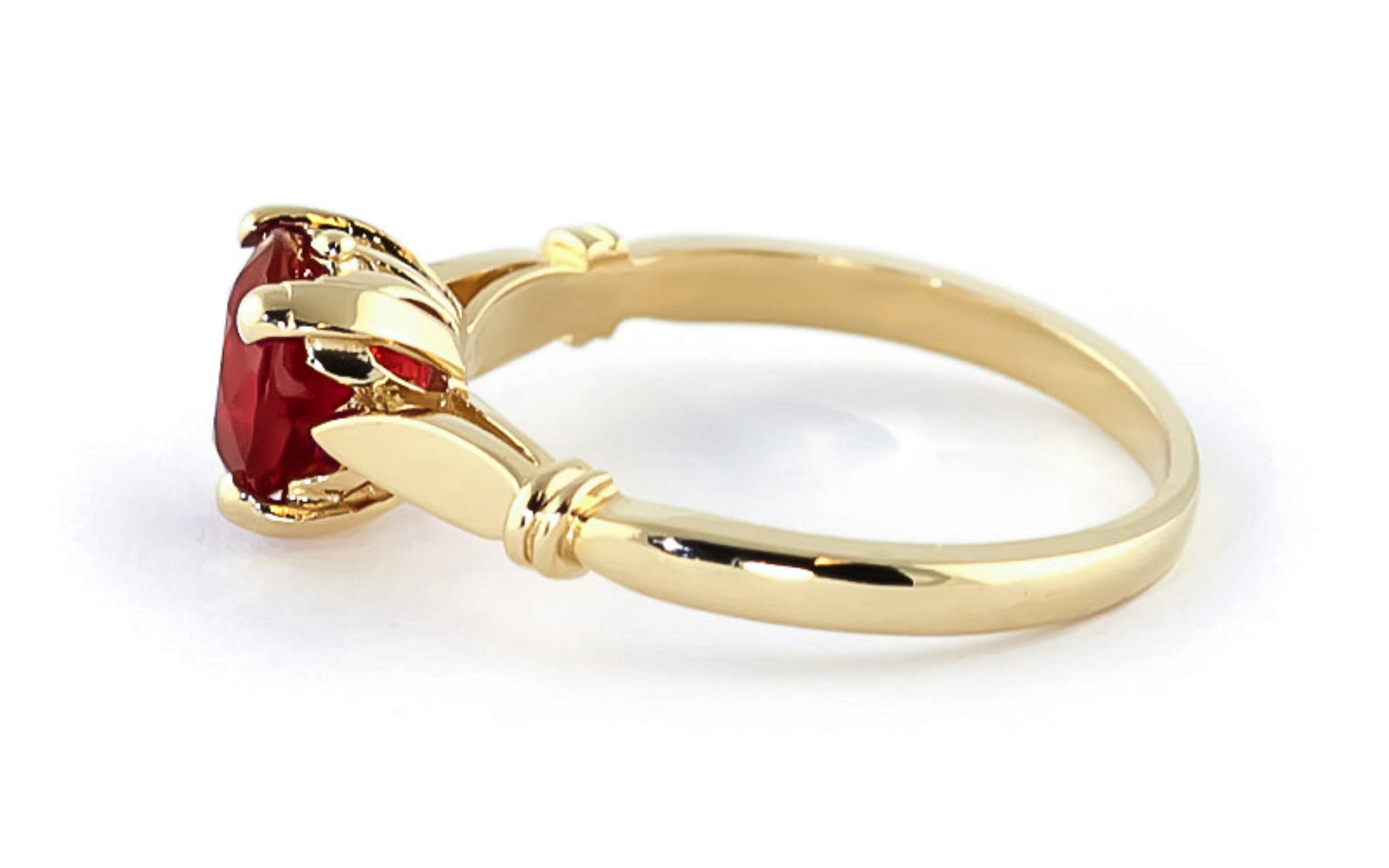 Galaxy Gold GG 14k Solid Yellow Gold Solitaire 2 ct Ruby Ring - Size 8