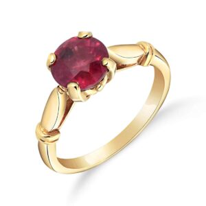 Galaxy Gold GG 14k Solid Yellow Gold Solitaire 2 ct Ruby Ring - Size 8