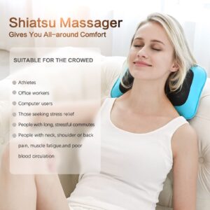 Mo Cuishle Shiatsu Neck Back Massager Pillow with Heat, Deep Tissue Kneading Massage for Back, Neck, Shoulder, Leg, Foot, Gift for Men Women Mom Dad, Stress Relax at Home Office and Car