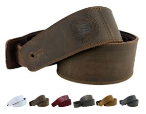 anthology gear "the reticent full grain leather guitar strap for electric, acoustic, and bass guitars (2", whiskey brown)