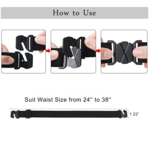 SUOSDEY Women Invisible Belt Black Stretch Belts for Women Adjustable With No Show Plastic Buckle